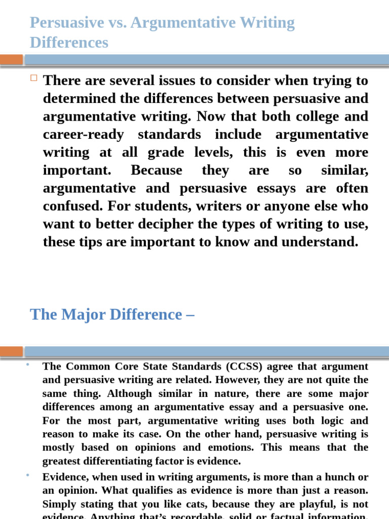 Persuasive vs Argumentative Writing | PDF | Evidence | Essays Persuasive vs Argumentative Writing | PDF | Evidence | Essays