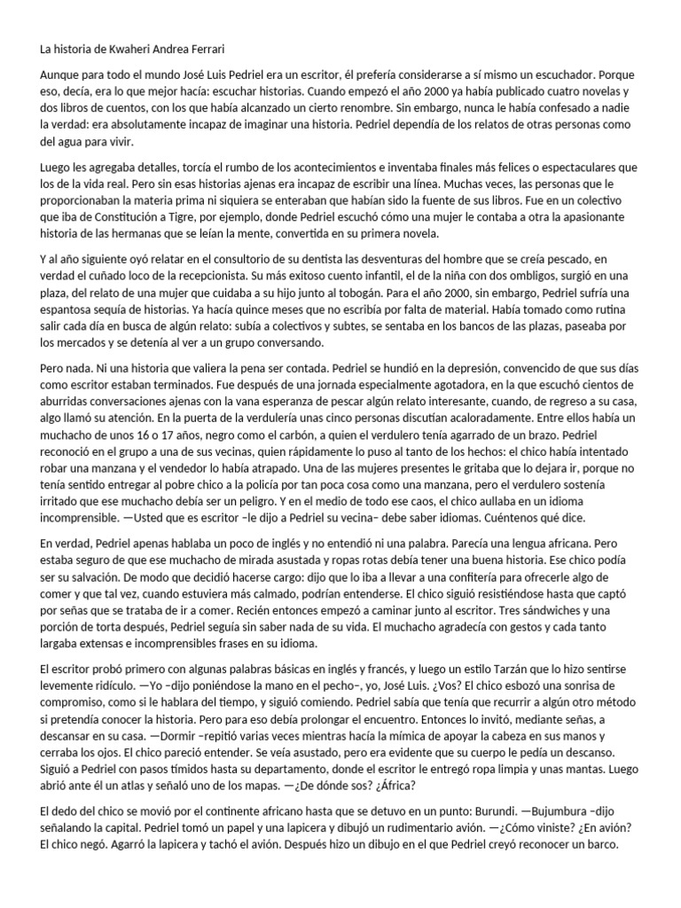 La Historia de Kwaheri Andrea Ferrari | PDF