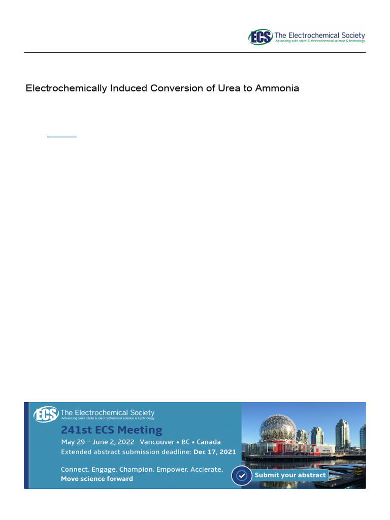 Electrochemical Induced Conversion of Urea To Ammonia | PDF | Urea ...