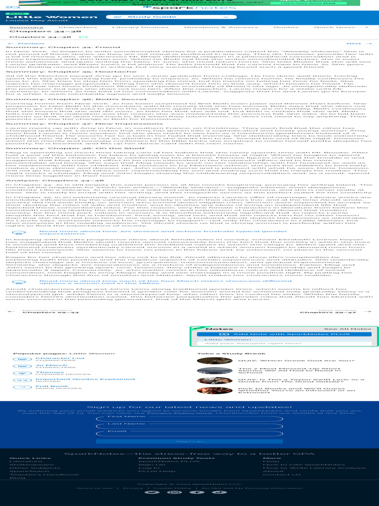 Little Women Chapters 34-38 Summary & Analysis SparkNotes | PDF ...