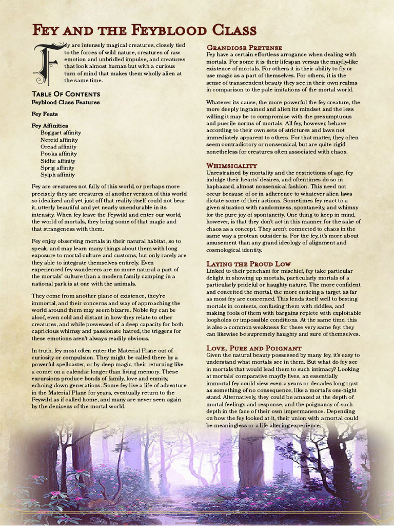 Understanding the Feyblood Class | PDF | Fairies