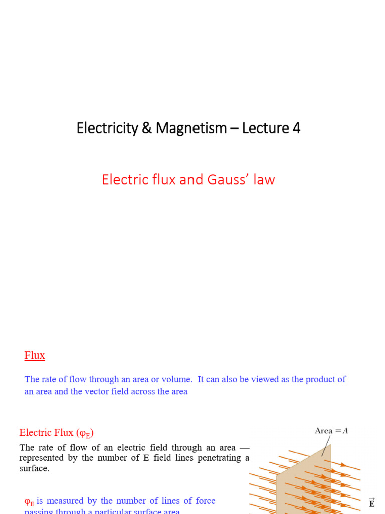 lecture4 | PDF | Electric Field | Flux