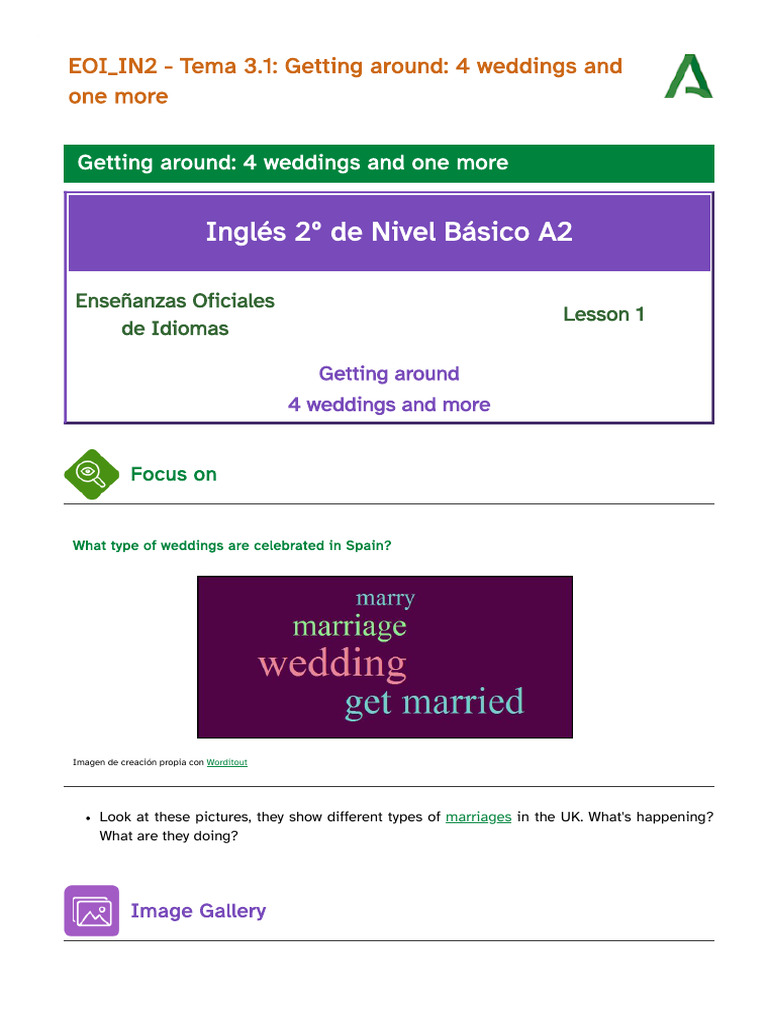 EOI IN2 U3 T1 Imprimible v1 | PDF | Wedding | Bride
