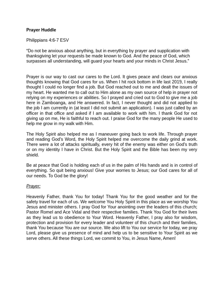 Prayer Huddle September 22, 2024 | PDF