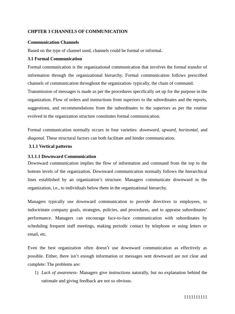 CHPTER 3 CHANNELS OF COMMUNICATION | PDF | Hierarchy | Communication