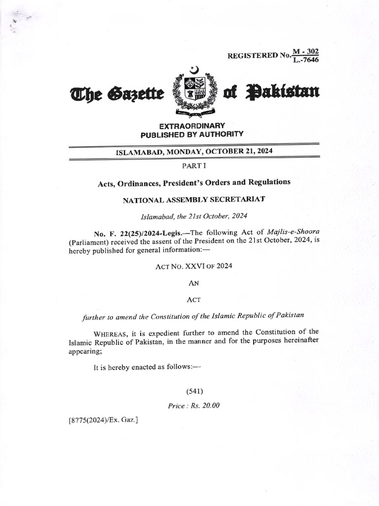 Constitution (26th Amendment) Act 2024 | PDF | Supreme Courts | Supreme ...