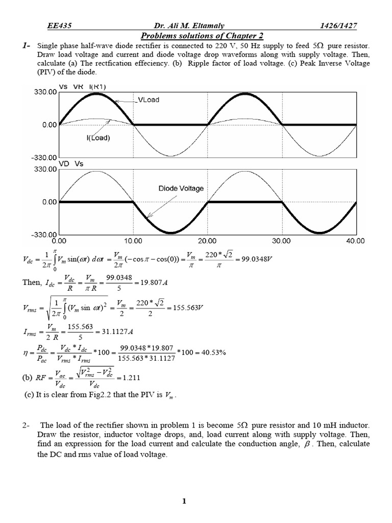 Ch2 PROBLEMS Solutions | PDF | Rectifier | Computer Engineering