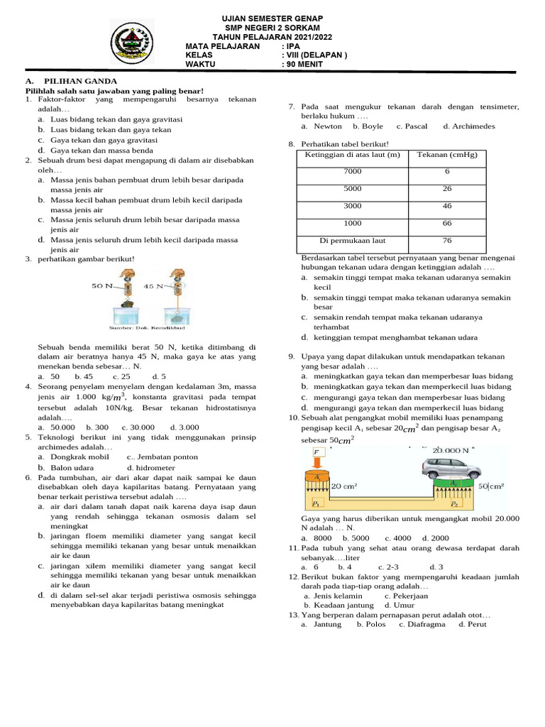 Soal Ipa Kelas Viii Semester Genap | PDF