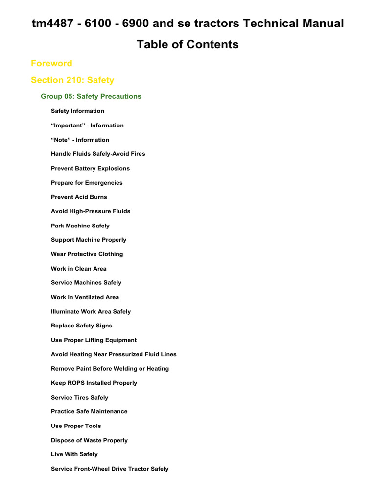 Tm4487 - John Deere 6100 - 6900 and Se Tractors Technical Manual | PDF | Clutch | Valve