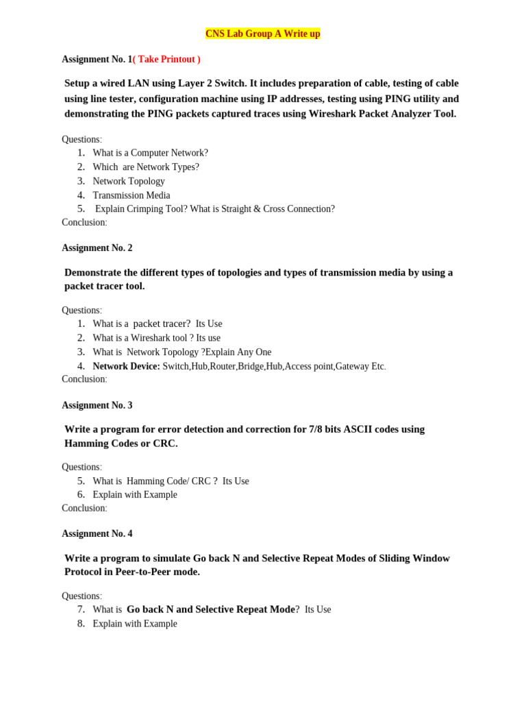 CNSL Assignments | PDF | Computer Network | Network Topology
