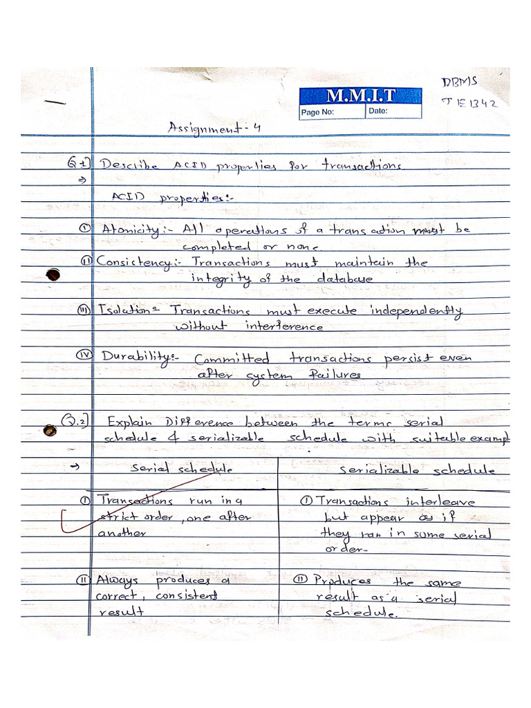 theory assignment 4 dbms | PDF