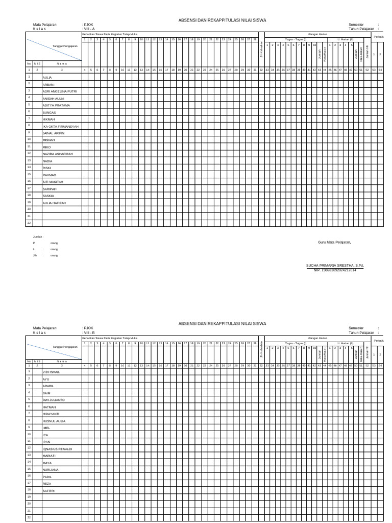 Absen Siswa 2024 SUCHA | PDF