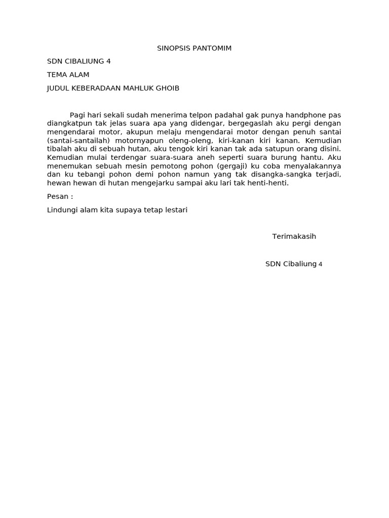 Sinopsis Pantomim Mutaqin | PDF