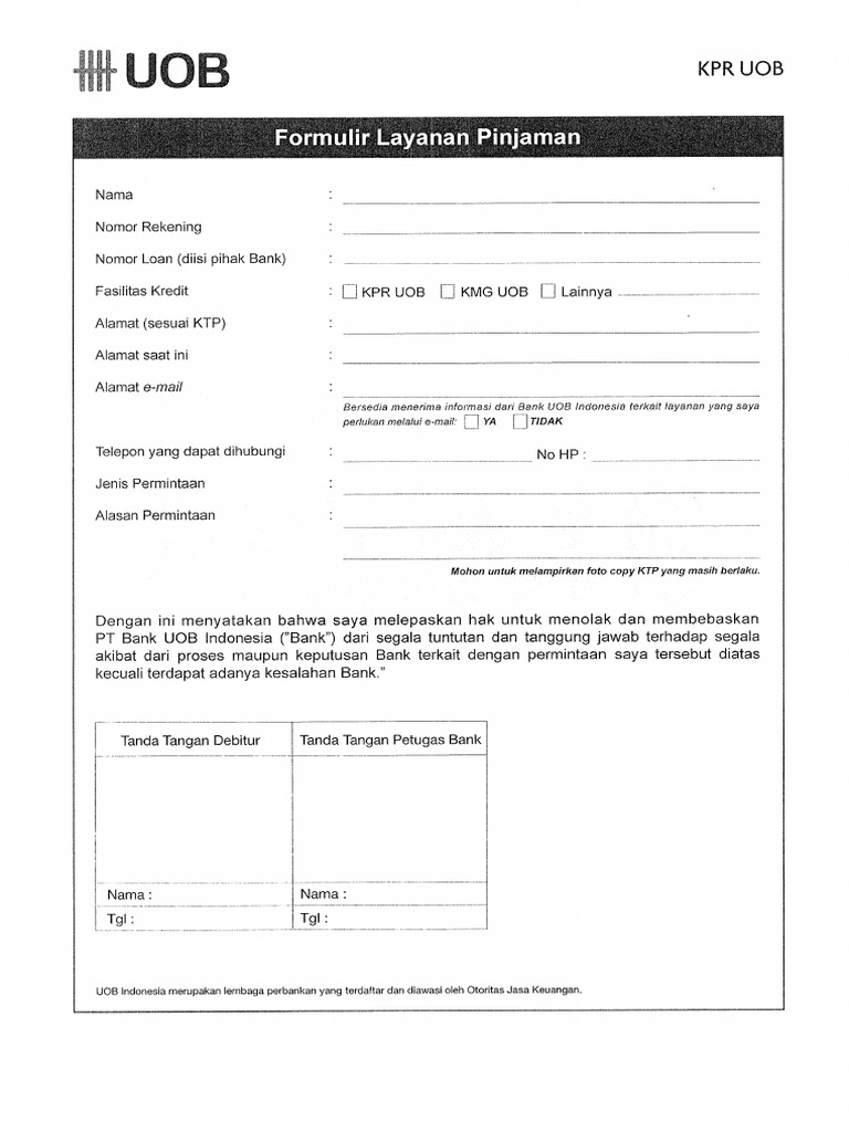 Form Layanan UOB | PDF