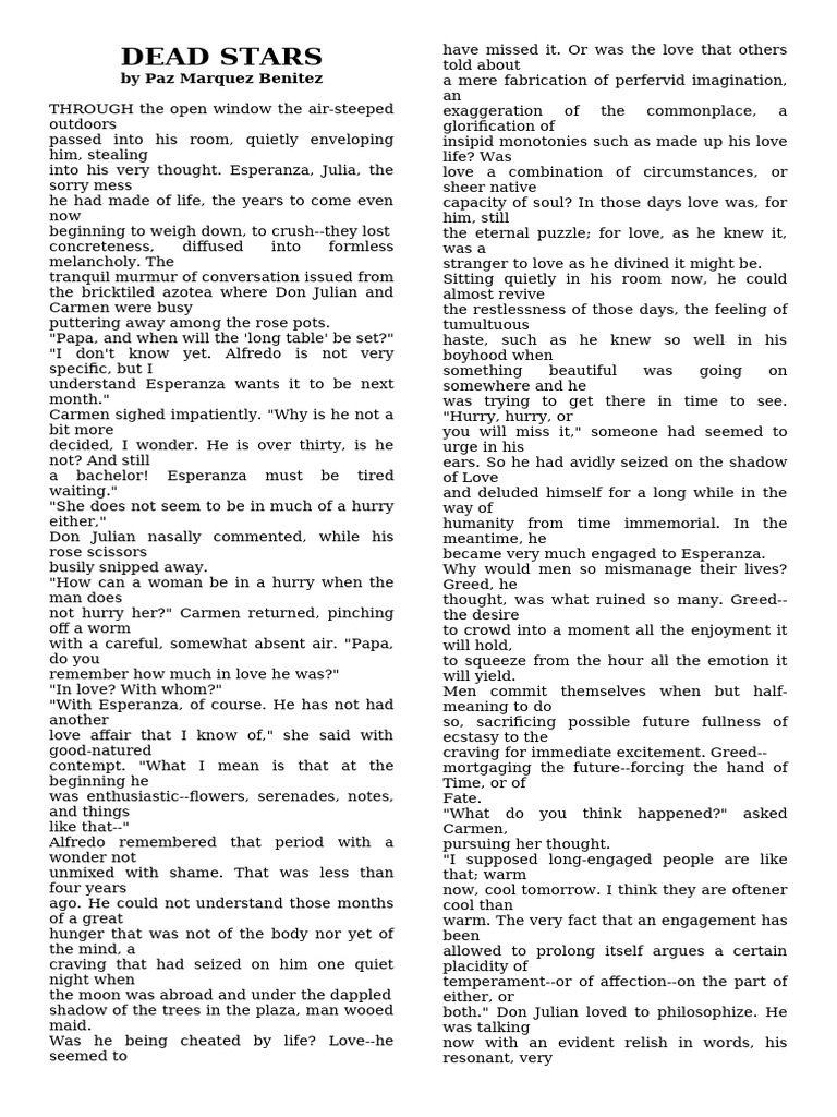 DEAD STARS by Paz Marquez Benitez | PDF