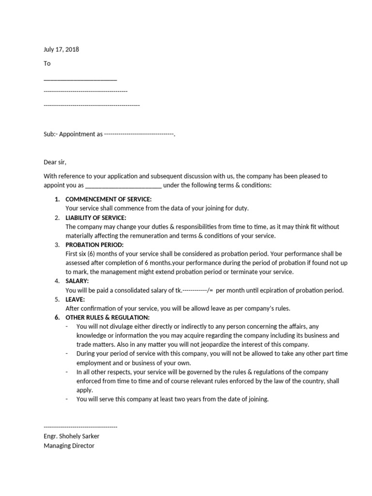 Appointment letter | PDF