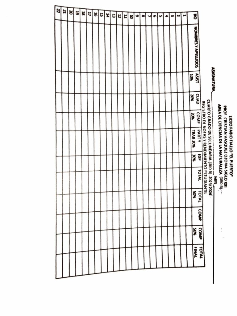 Registro de Nota 3ro B | PDF Registro de Nota 3ro B | PDF