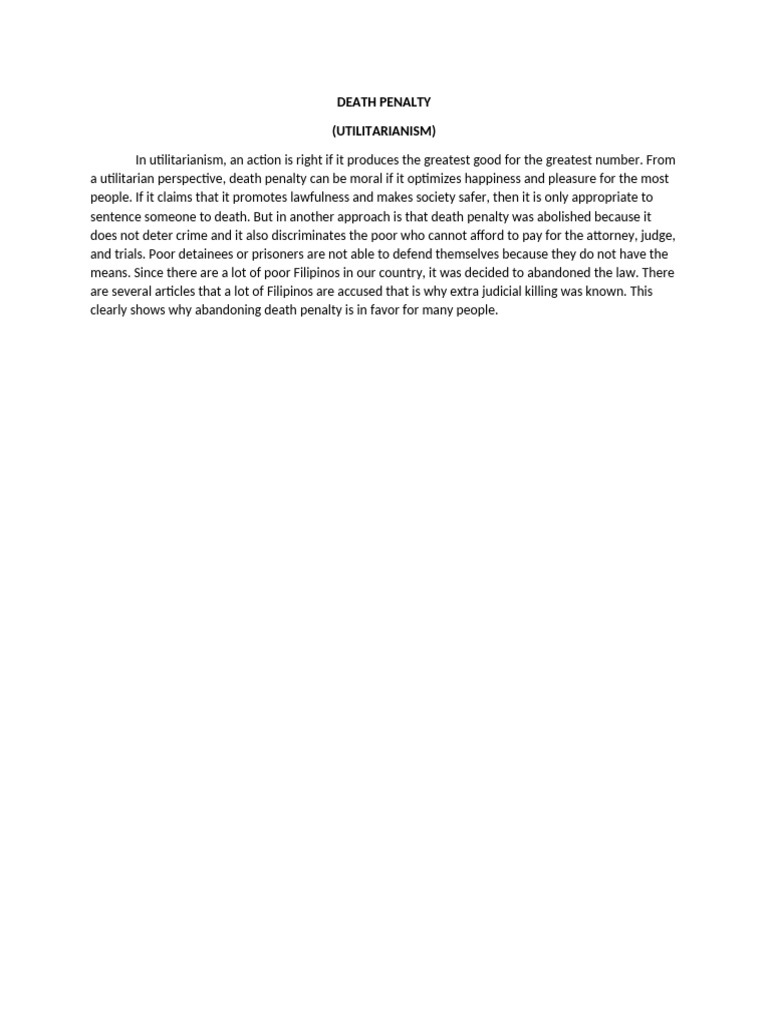 Death Penalty - Utilitarianism | PDF | Social Science | Law