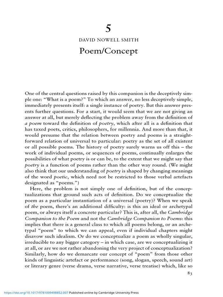 The Cambridge Companion to the Poem 2024 DAVID NOWELL SMITH Poem ...