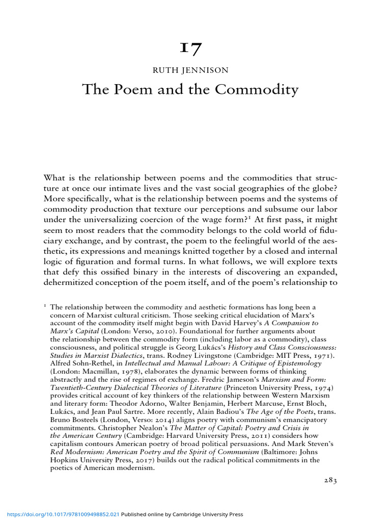 Poems and Commodities: A Marxist Analysis | PDF | Marxism | Poetry