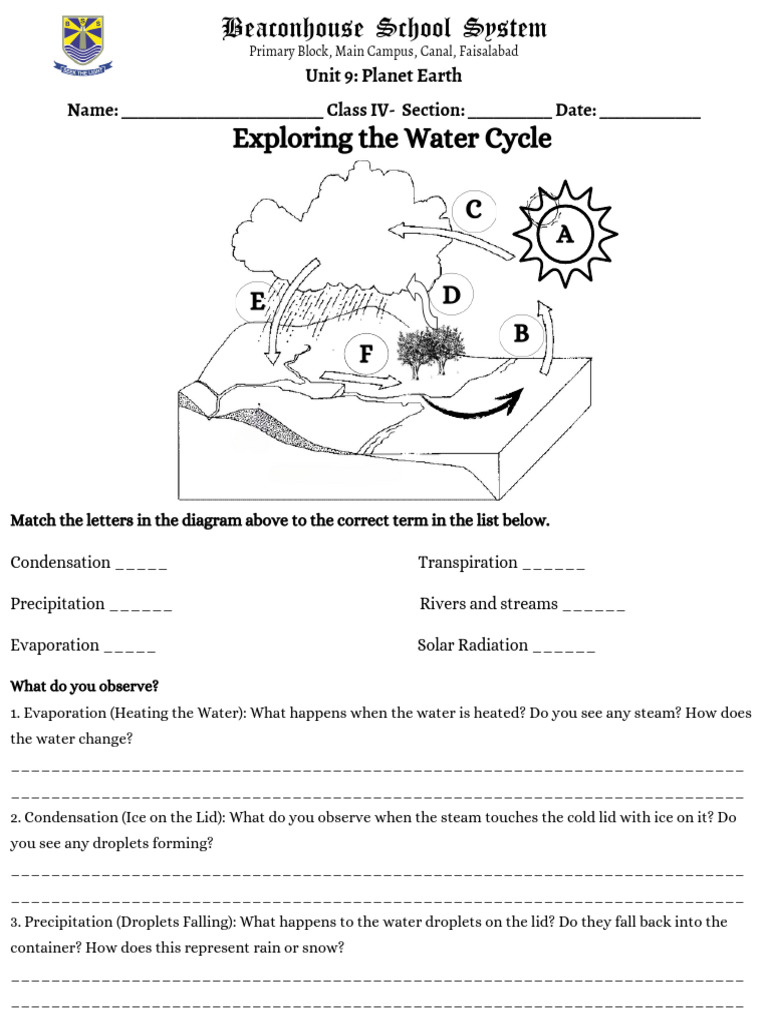 Exploring The Water Cycle Pre-Post Assessment PDF | PDF | Water Cycle ...