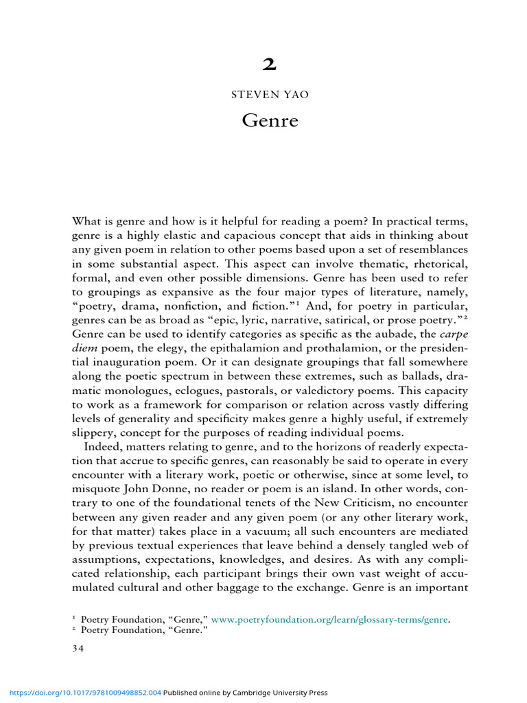 The Cambridge Companion To The Poem 2024 STEVEN YAO Genre | PDF ...