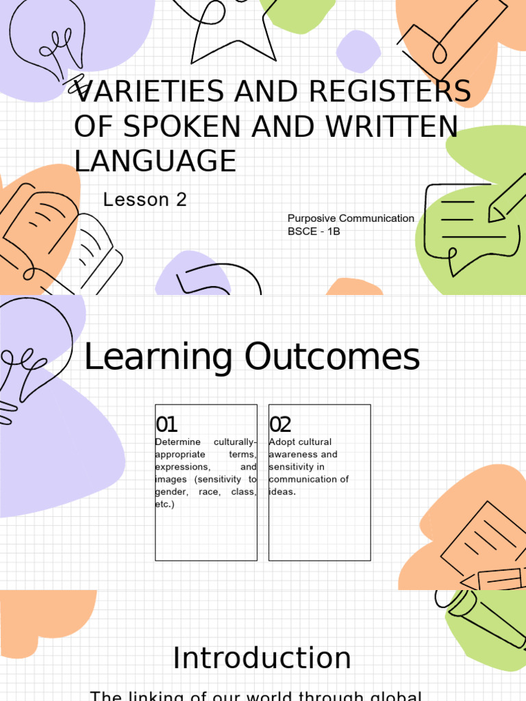 Il. Varieties and Registers of Spoken and Written Language - PPTX ...