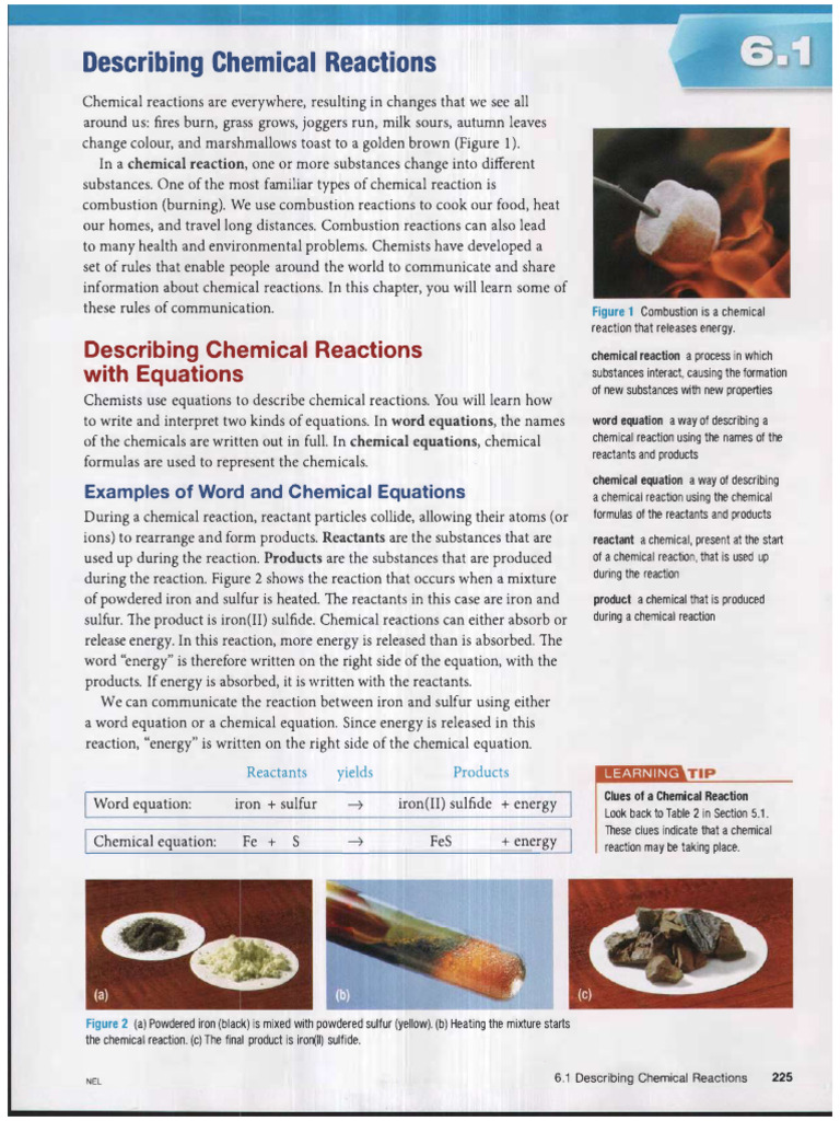 6.1 Describing Chemical Reactions | PDF