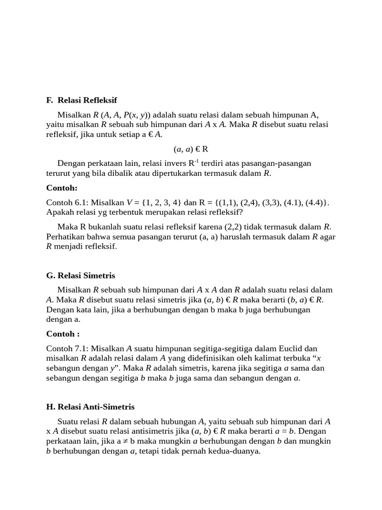 Jenis-Jenis Relasi dalam Matematika | PDF | Seni & Disiplin Bahasa ...