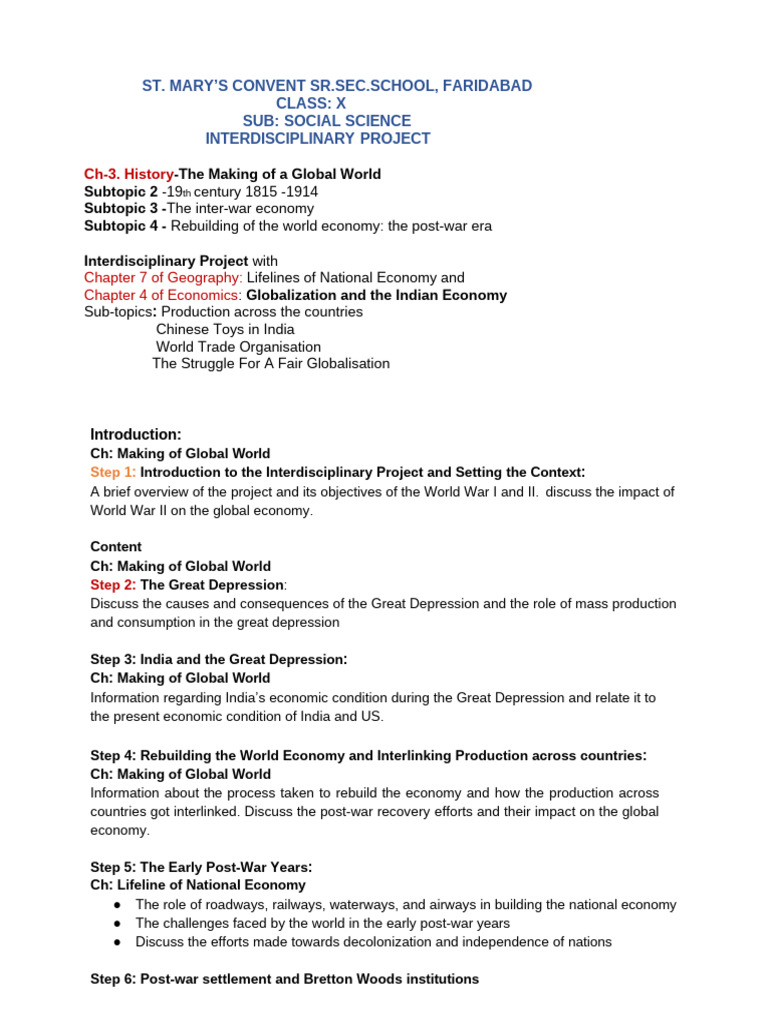Inter Disciplinary Project 2024 25 Pdf Globalization World Trade