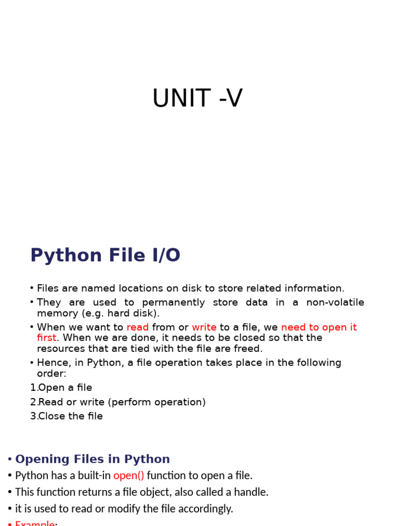 Unit - V | PDF | Computer File | Computer Engineering Unit - V | PDF | Computer File | Computer Engineering