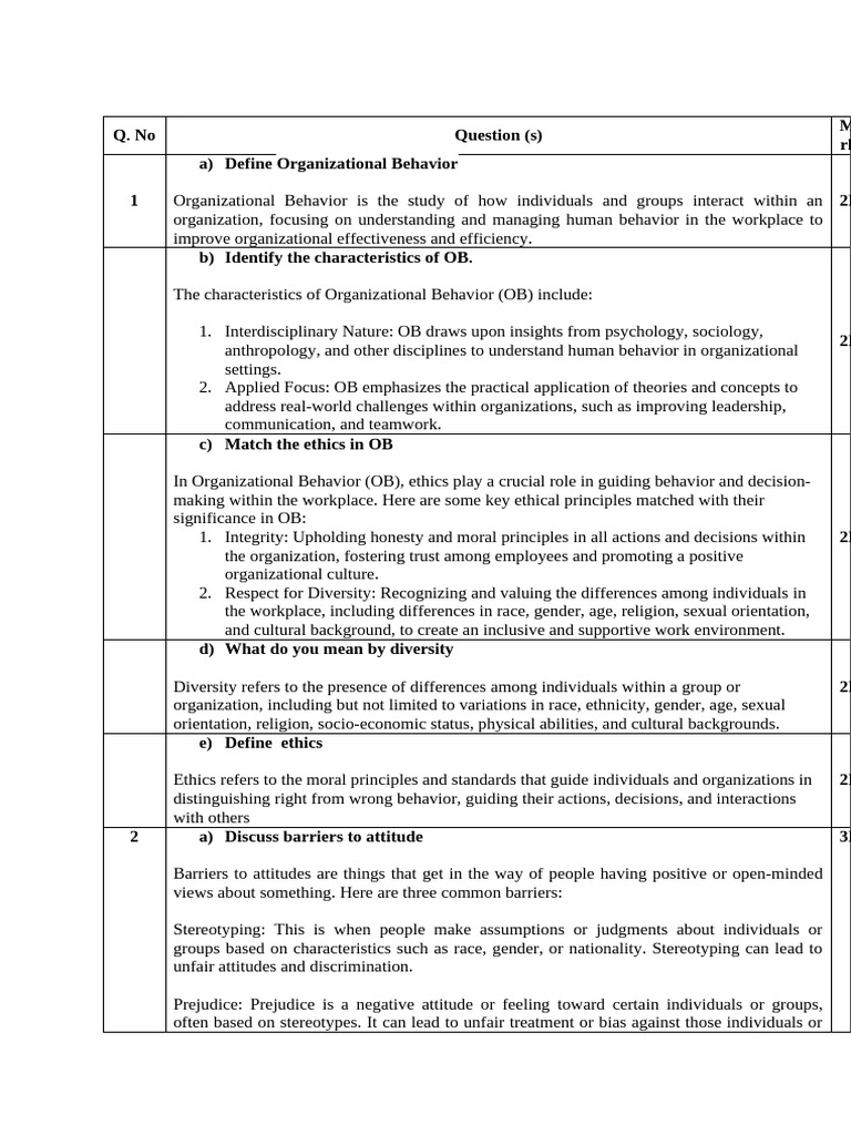 Ob - Aiml Question Bank SR 20 | PDF | Attitude (Psychology) | Perception