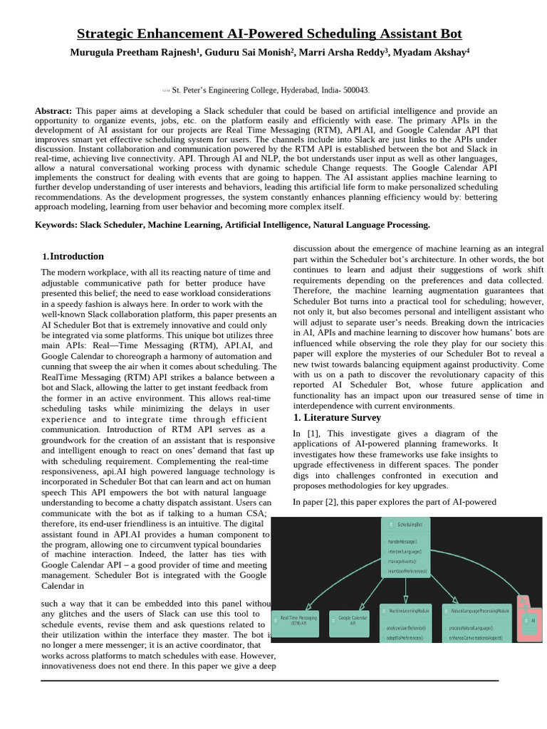 Strategic Enhancement AI-Powered Scheduling Assistant Bot, Preetham 2 | PDF | Artificial ...