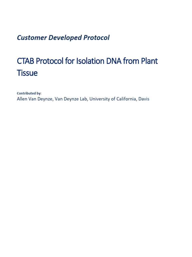Ctab Protocol For Isolating Dna From Plant Tissue | PDF | Precipitation ...