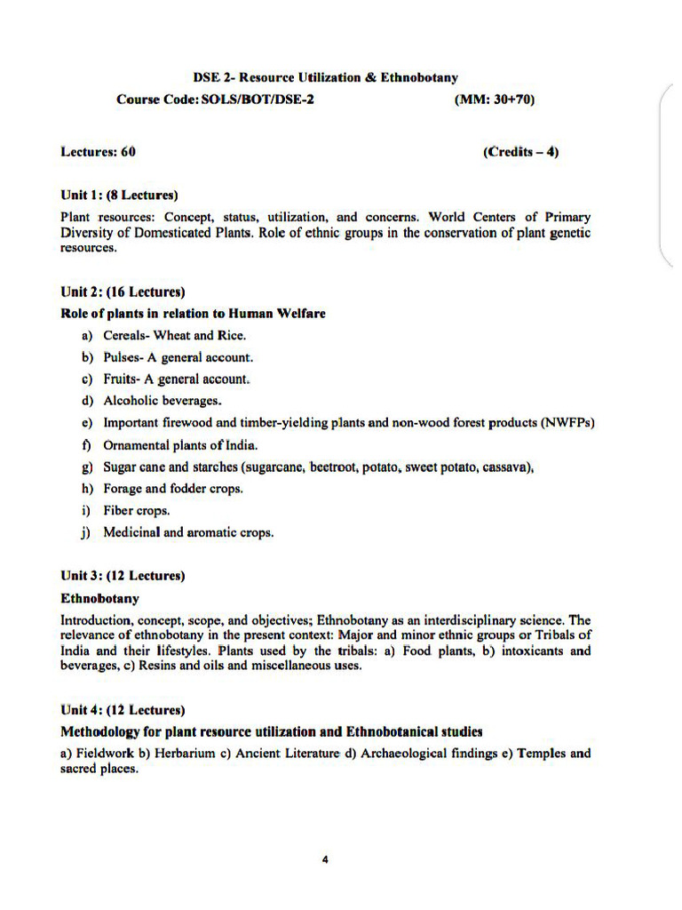 Dse 2 Syllabus Botany | PDF