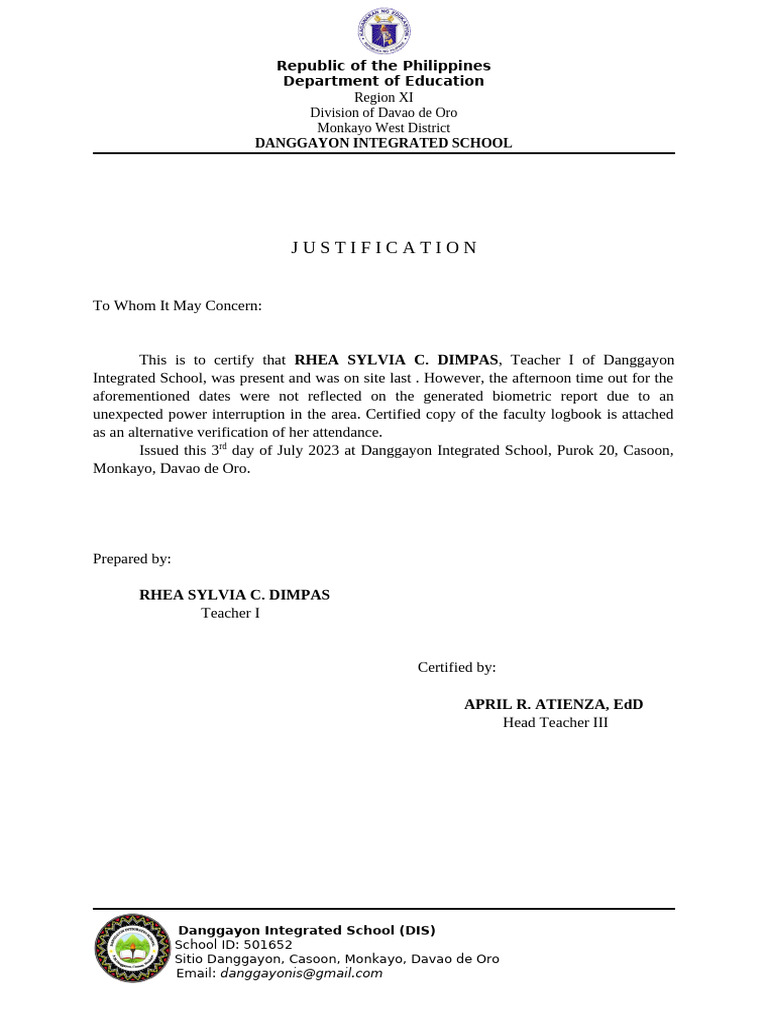 Non Bio Justification | PDF