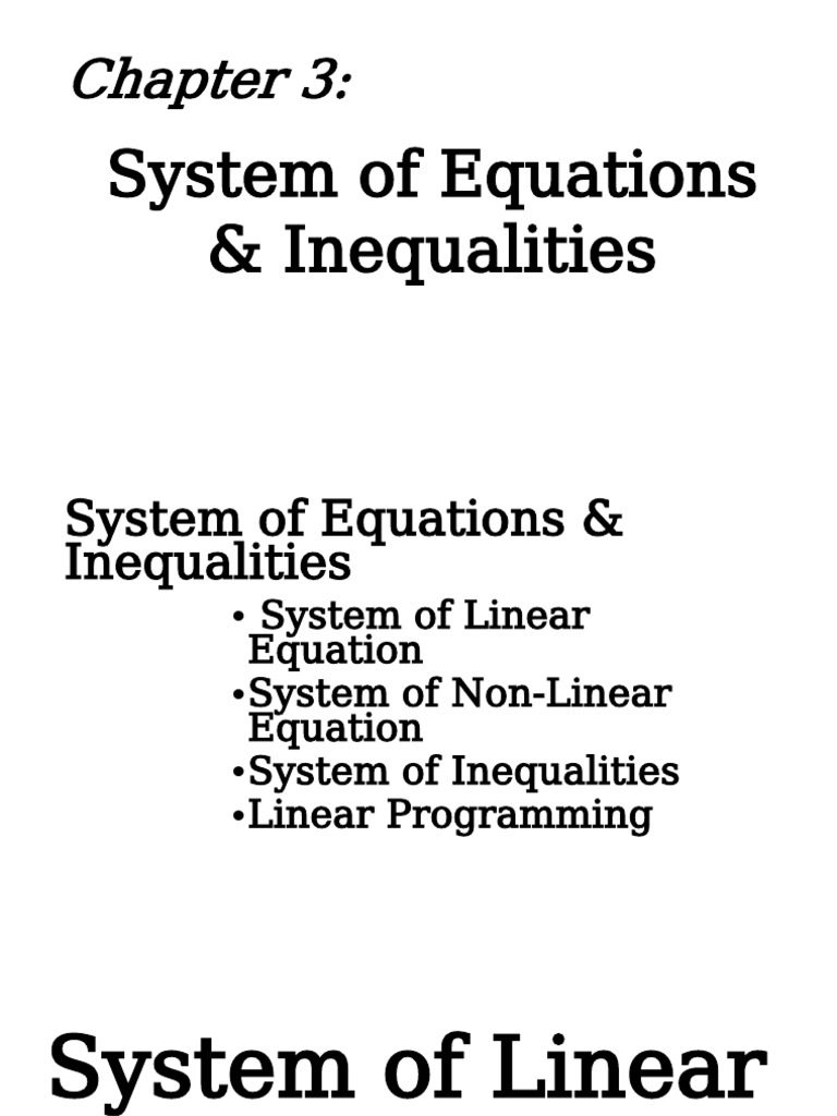 System of Equation & Inequalities | PDF | Mathematical Optimization | Linear Programming
