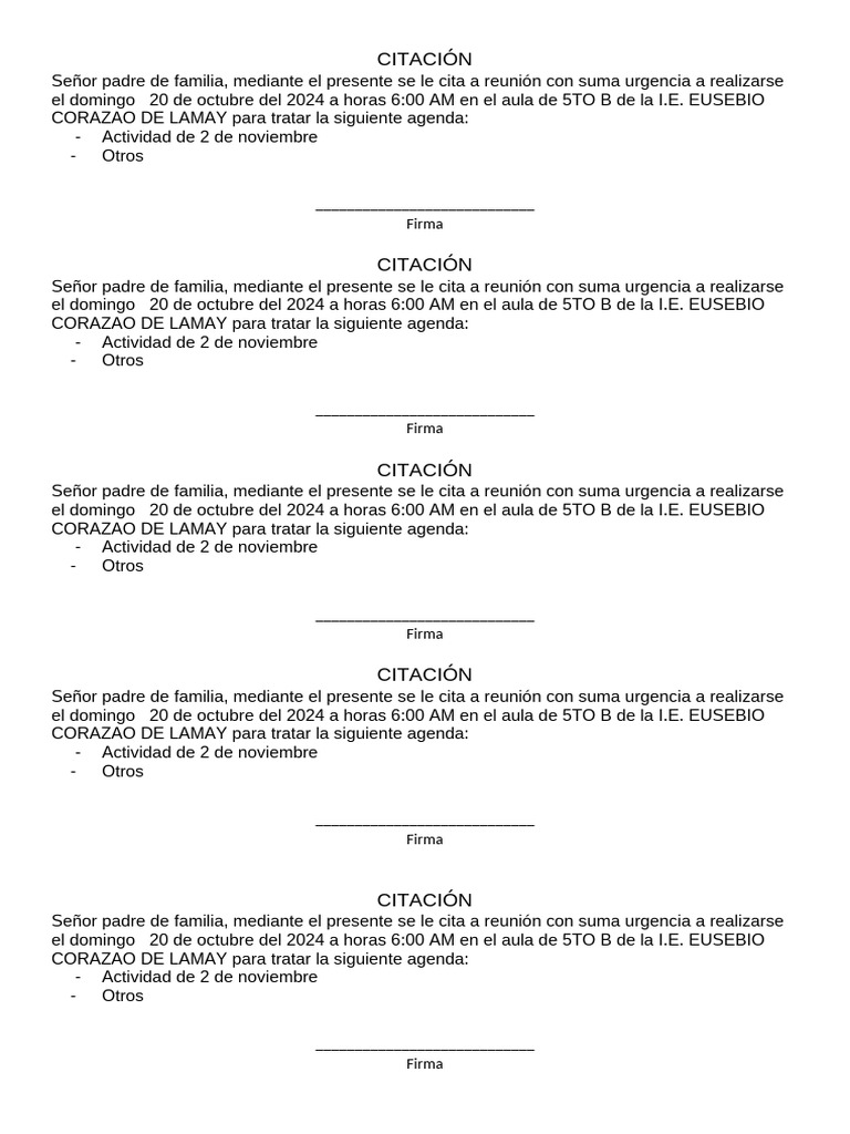 CITACIÓN. 5ro B | PDF