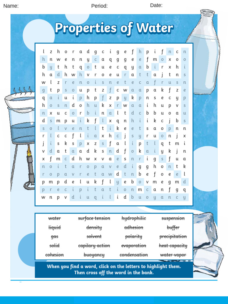 Properties of Water Worksheet | PDF | Philosophy