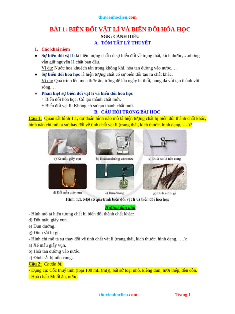 Chuyen de KHTN 8 Canh Dieu Bai 1 | PDF