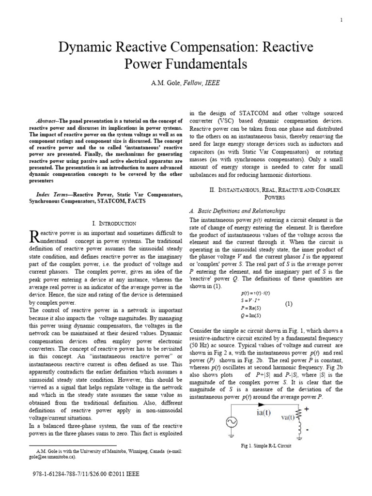 Dynamic Reactive Compensation Reactive Power Fundamentals | PDF | Ac Power | Electromagnetism