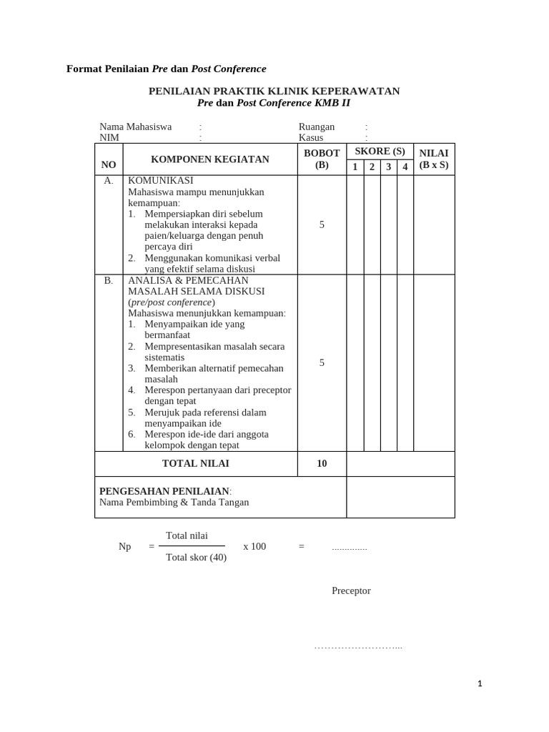 Format Penilaian KMB II | PDF