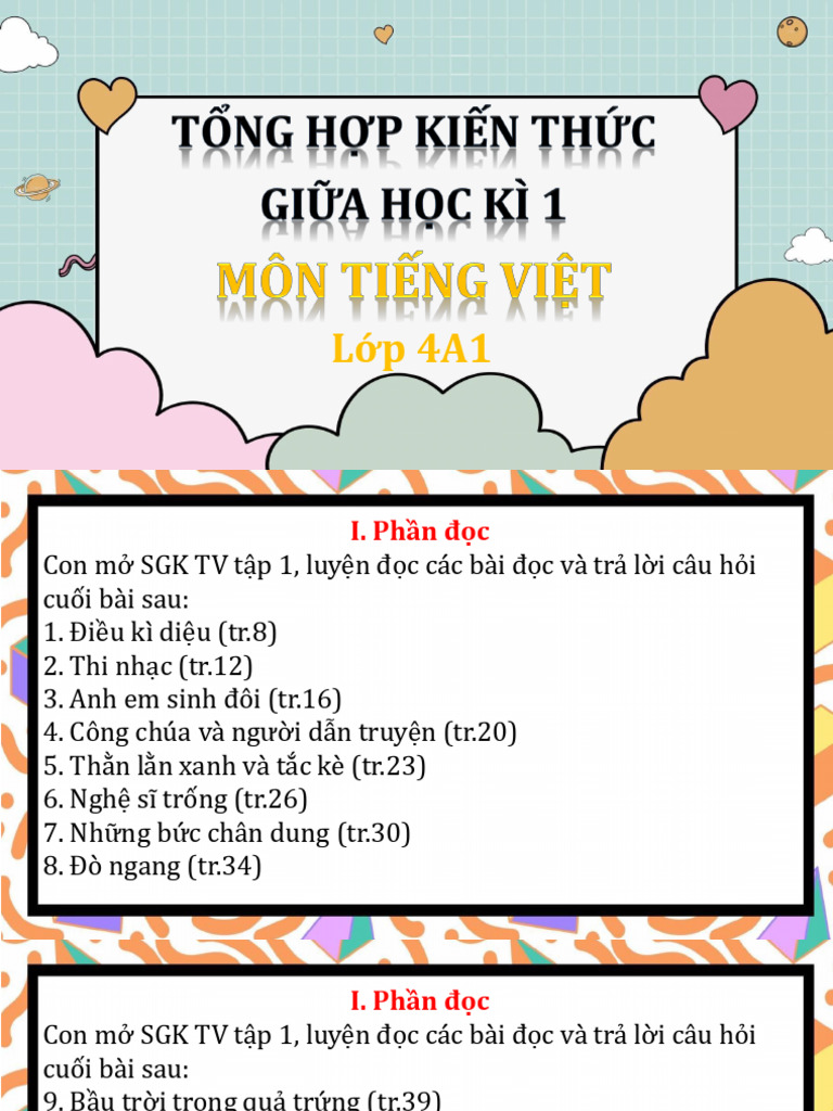 Tổng hợp kiến thức TV GK1 | PDF