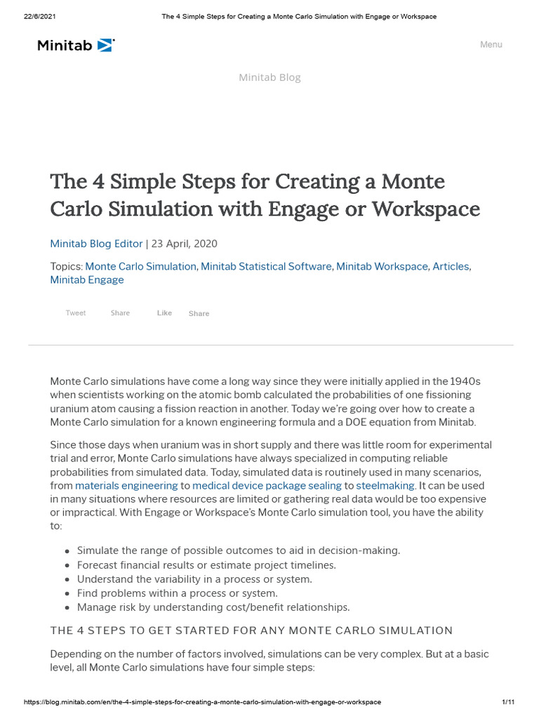 The 4 Simple Steps For Creating A Monte Carlo Simulation With Engage or ...