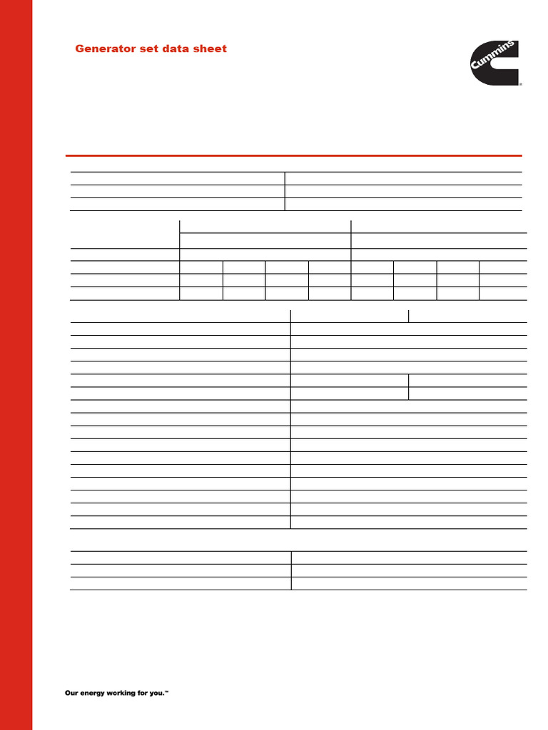 Cummins c1100d5 Data Sheet | PDF | Engines | Rotating Machines