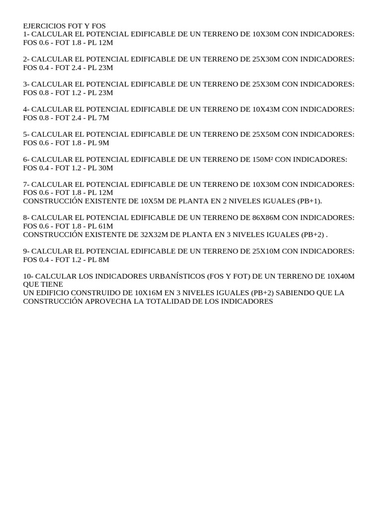 EJERCICIOS FOT Y FOS ARQUITECTURA | PDF