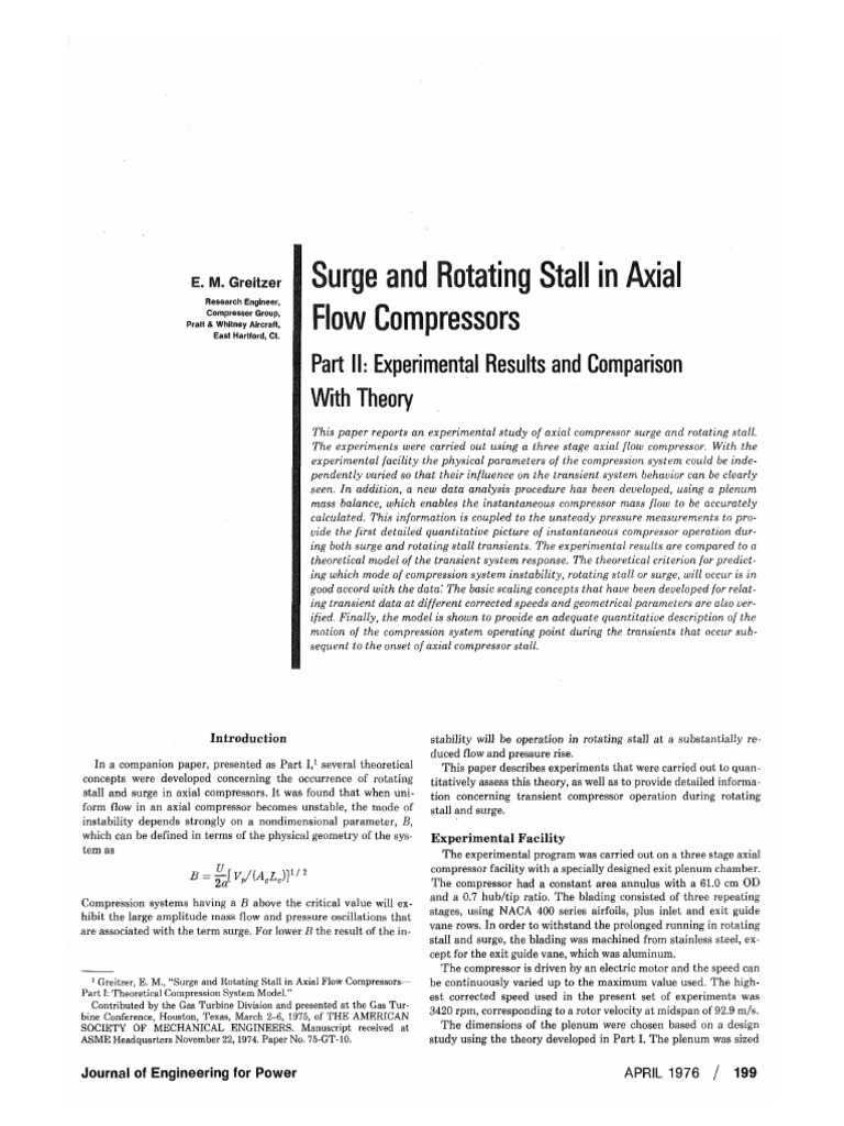 Surge and Rotating Stall in Axial Flow Compressors-Part II | PDF | Mechanical Engineering | Gas ...