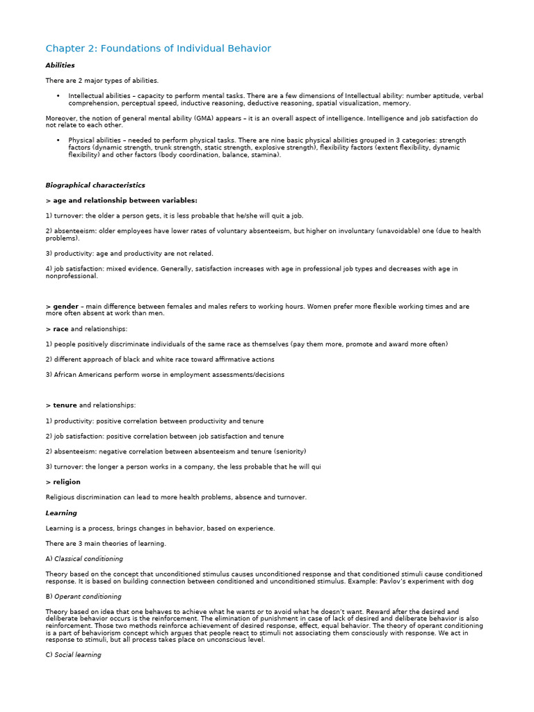 OB - Summary Note - Ch02 | PDF | Reinforcement | Learning