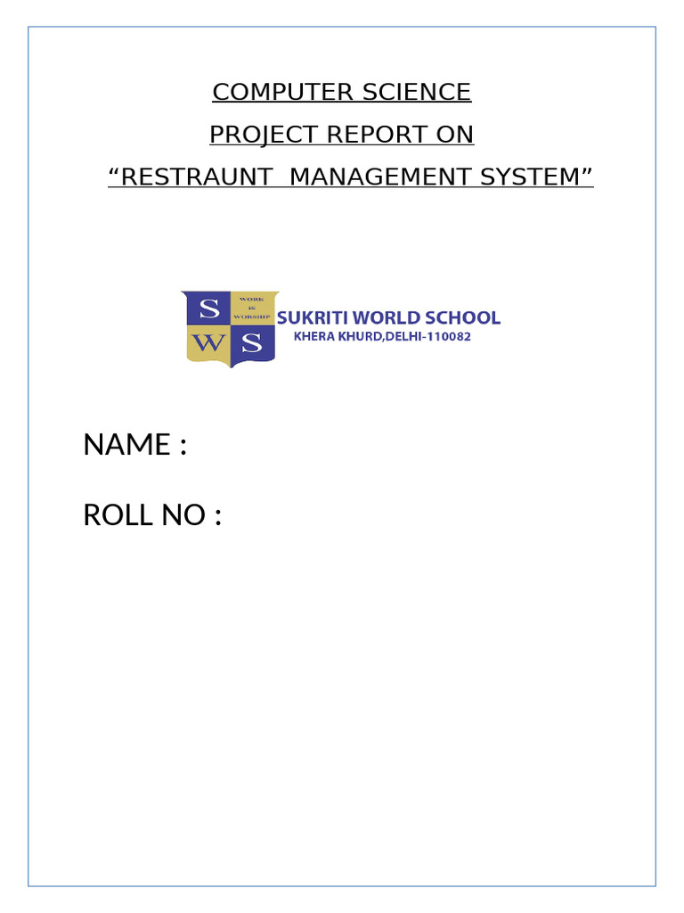 Restraunt Management System | PDF | My Sql | Python (Programming Language)