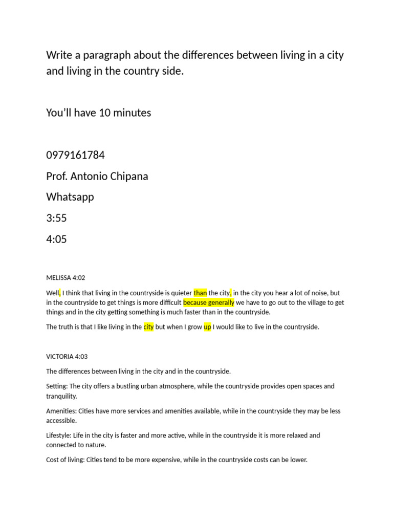 City vs. Countryside Living | PDF | Cost Of Living